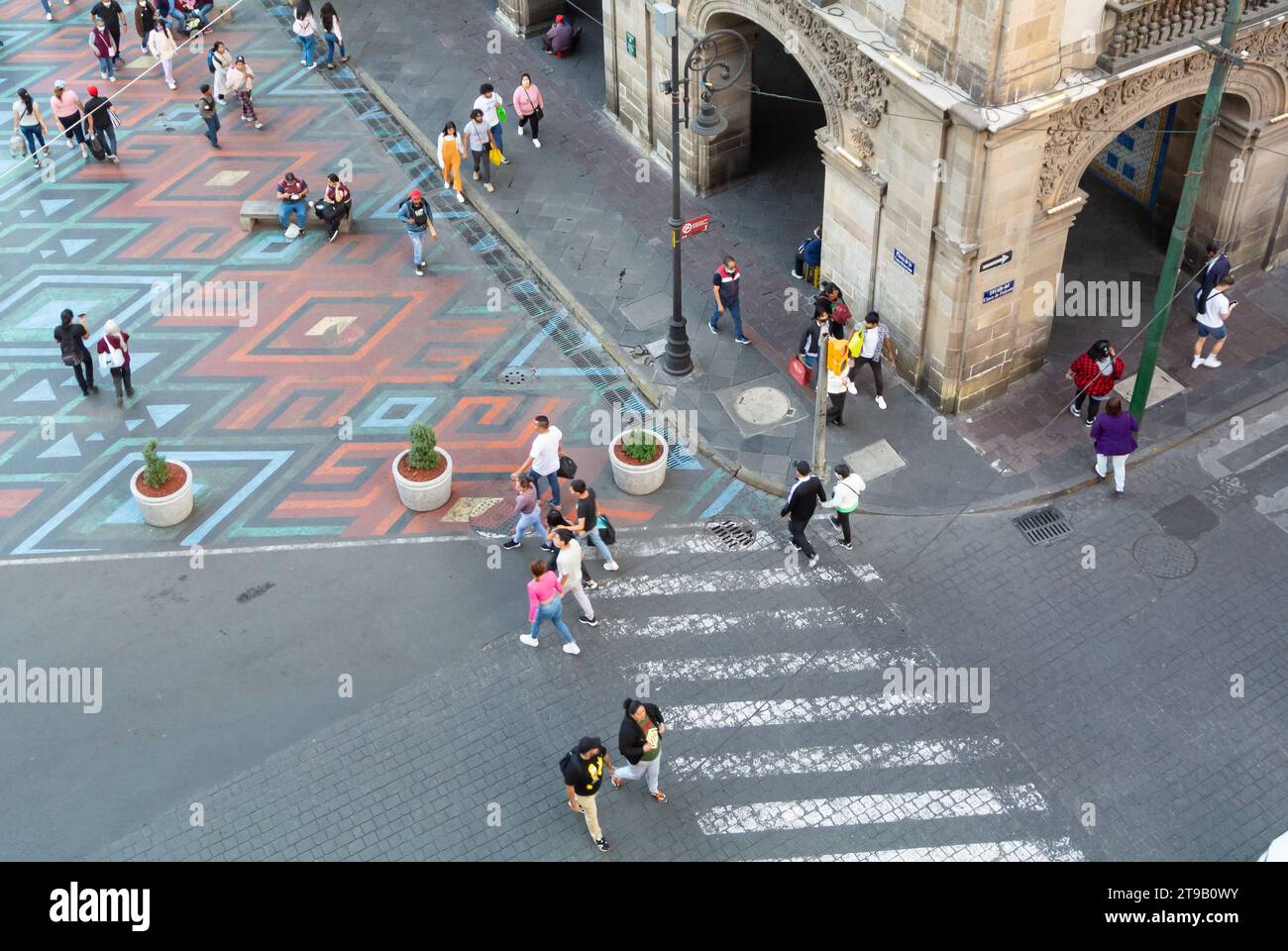 Mexico City, CDMX, Mexico, An aerial view on zocalo in Mexico city with ...