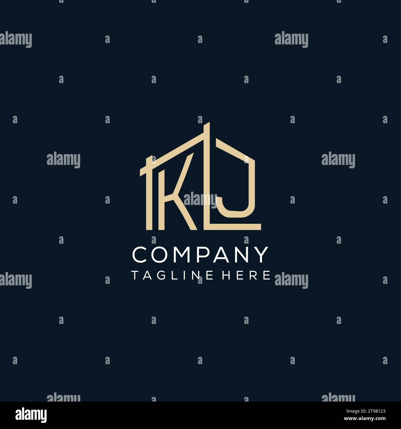 Initial KJ logo, clean and modern architectural and construction logo ...