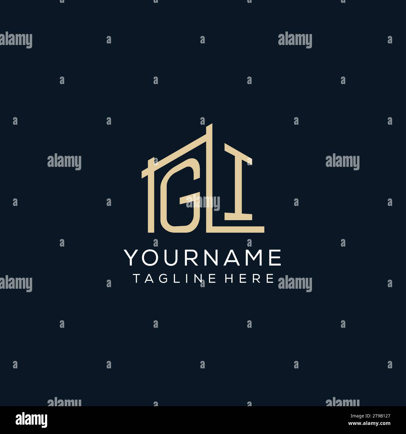 Initial GI logo, clean and modern architectural and construction logo ...
