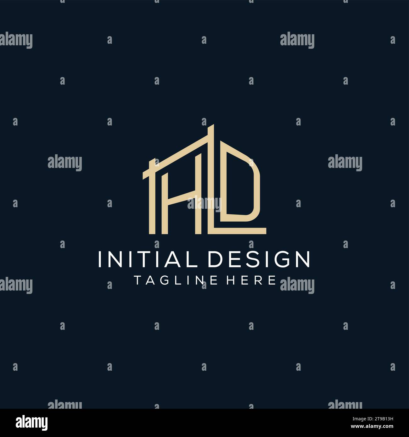 Initial HD logo, clean and modern architectural and construction logo ...