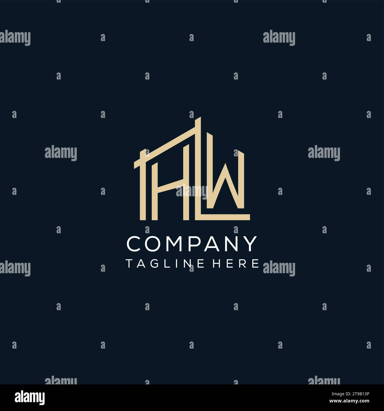 Initial HW logo, clean and modern architectural and construction logo ...