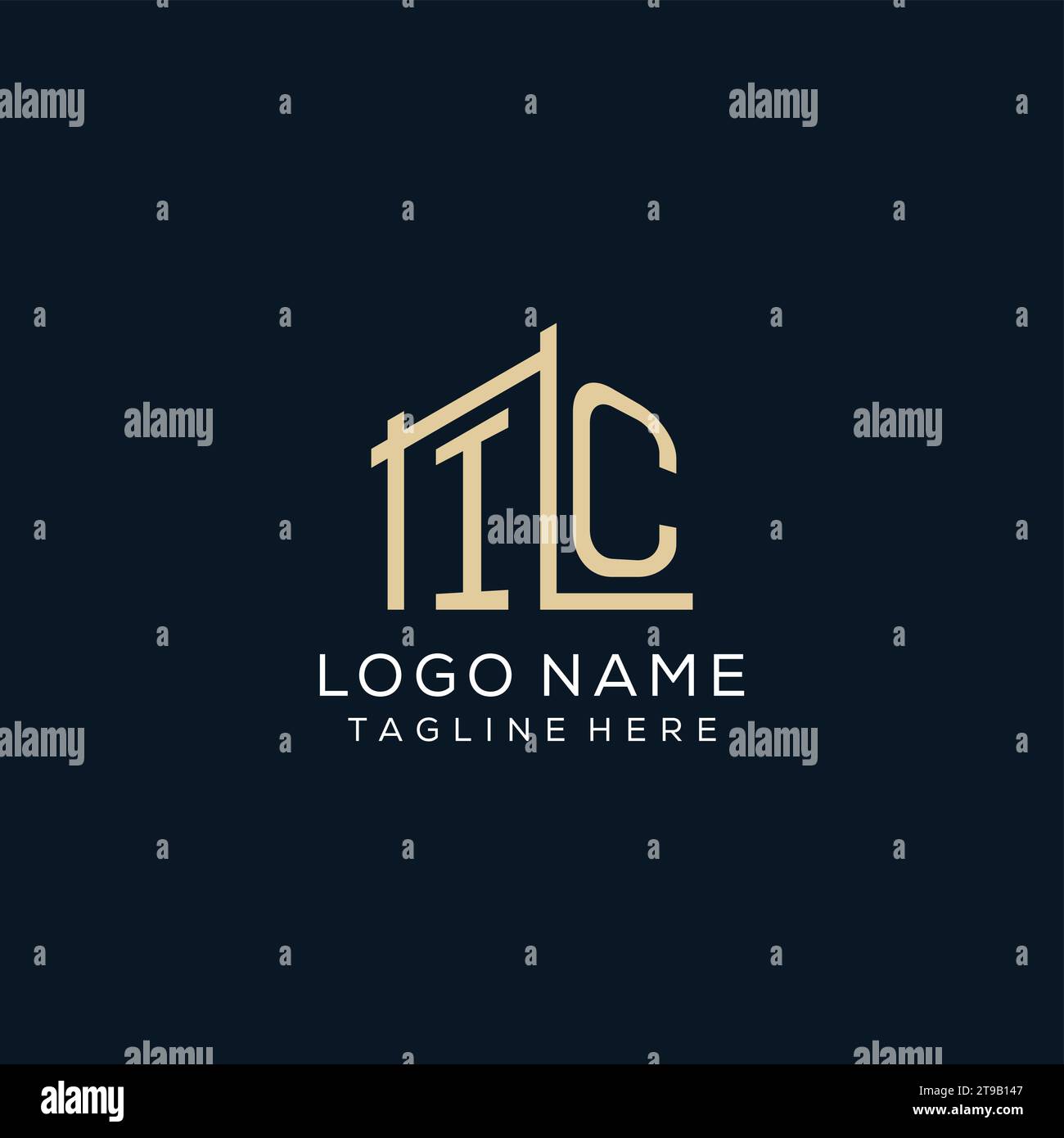 Initial IC logo, clean and modern architectural and construction logo ...