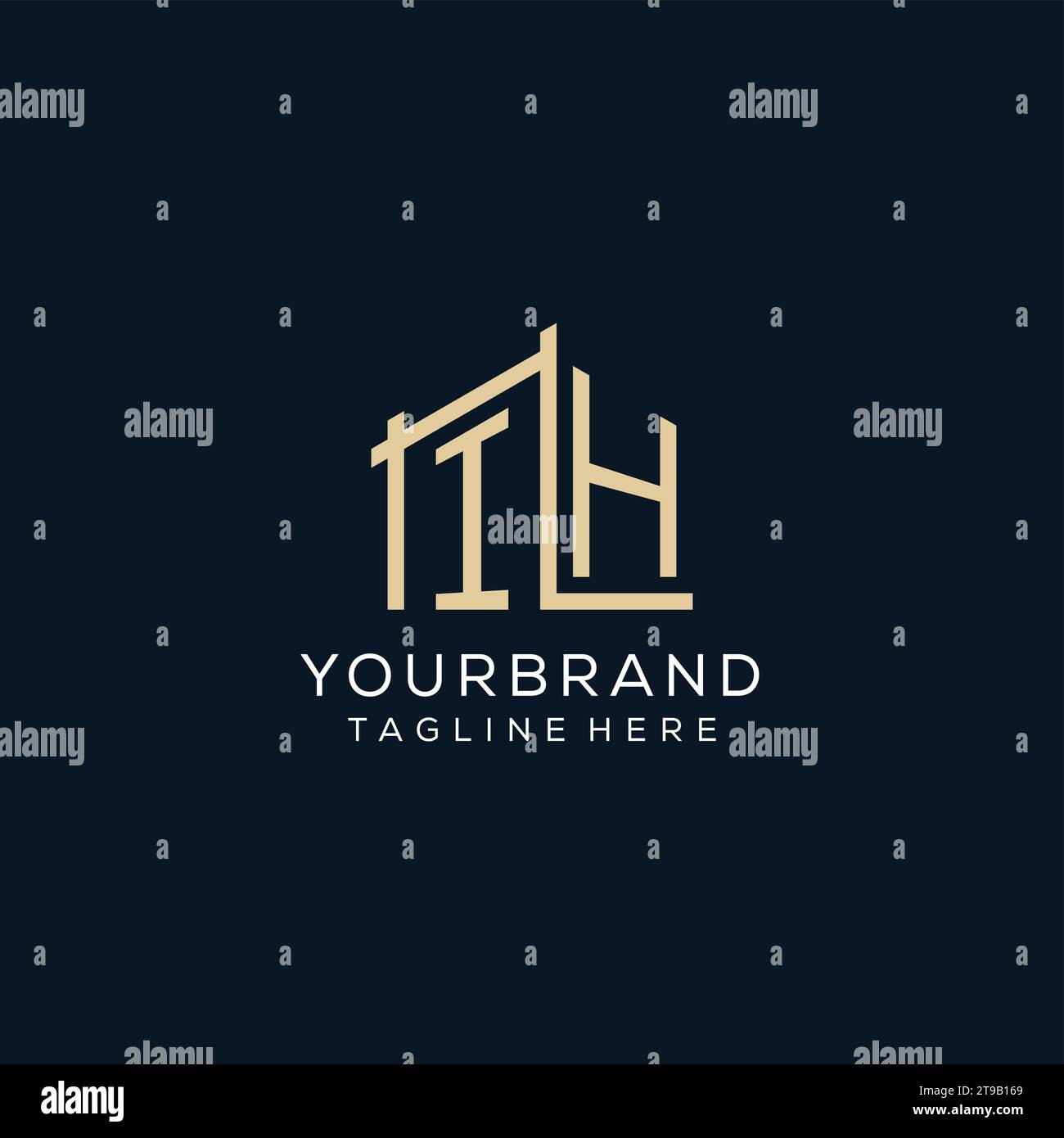 Initial IH logo, clean and modern architectural and construction logo ...