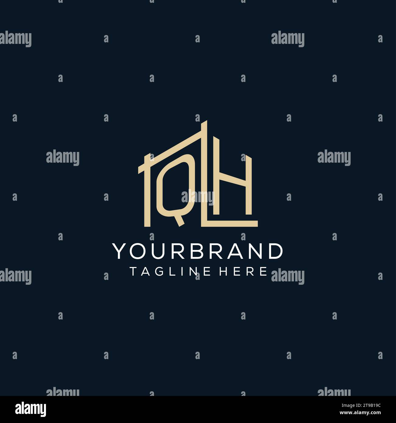 Initial QH logo, clean and modern architectural and construction logo ...