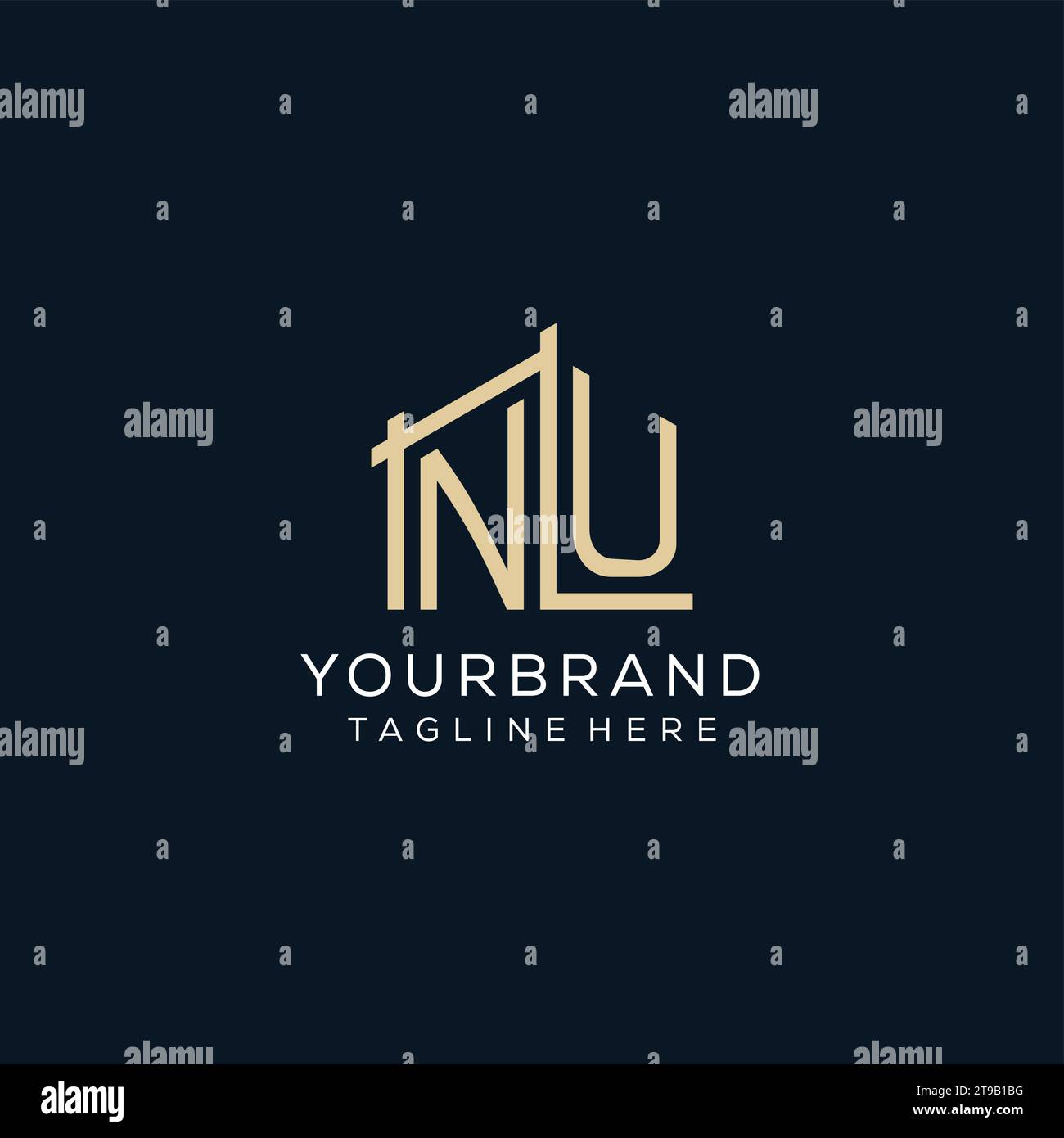Initial NU logo, clean and modern architectural and construction logo design vector graphic ...