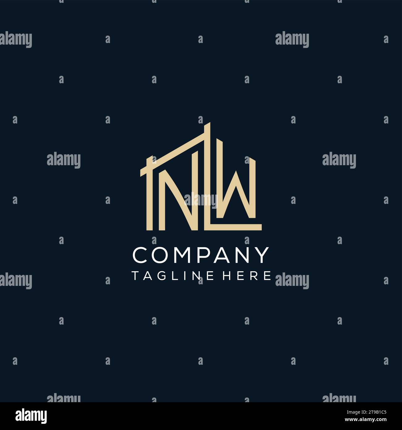 Initial NW logo, clean and modern architectural and construction logo ...