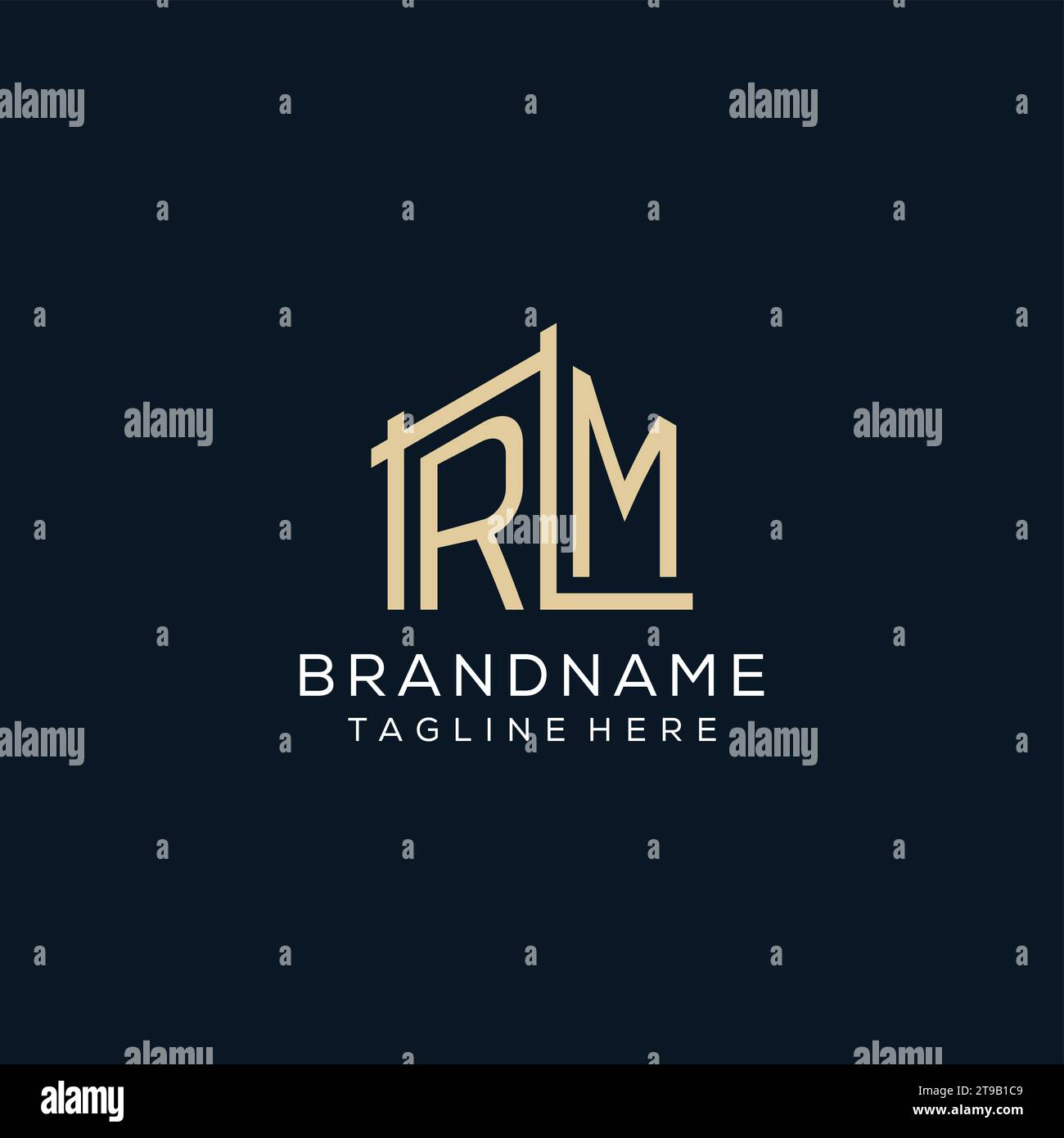 Initial RM logo, clean and modern architectural and construction logo ...