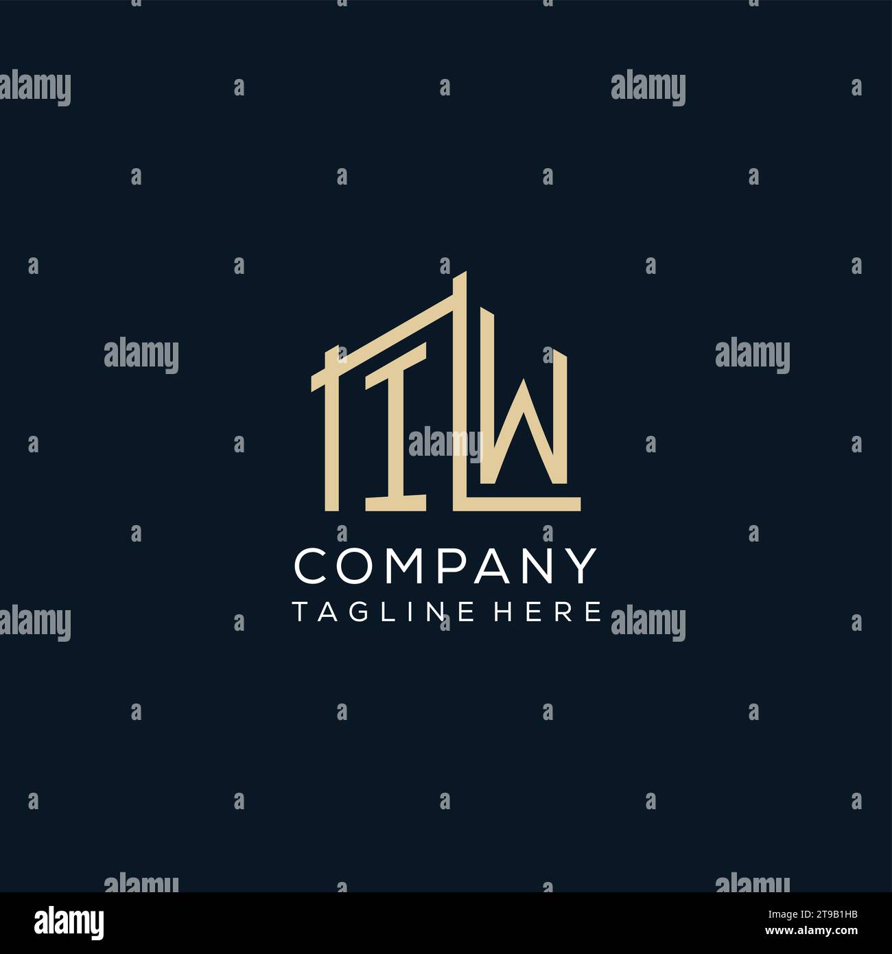 Initial IW logo, clean and modern architectural and construction logo ...