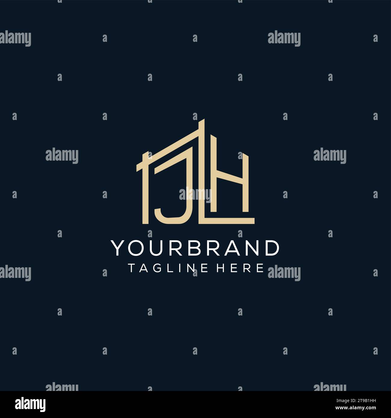 Initial JH logo, clean and modern architectural and construction logo ...