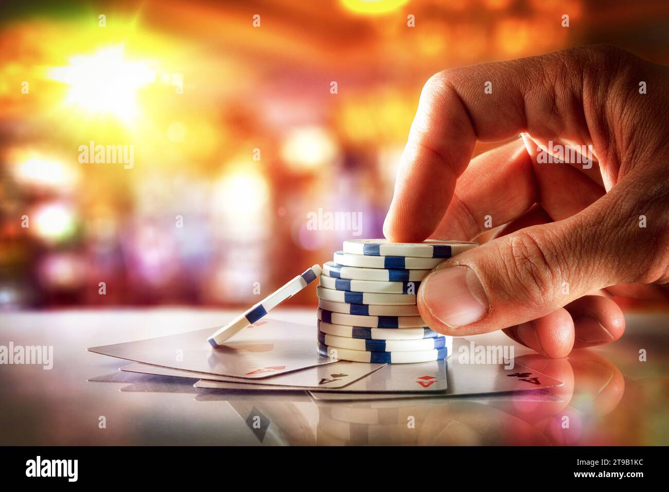 Poker hand on table hi-res stock photography and images - Alamy