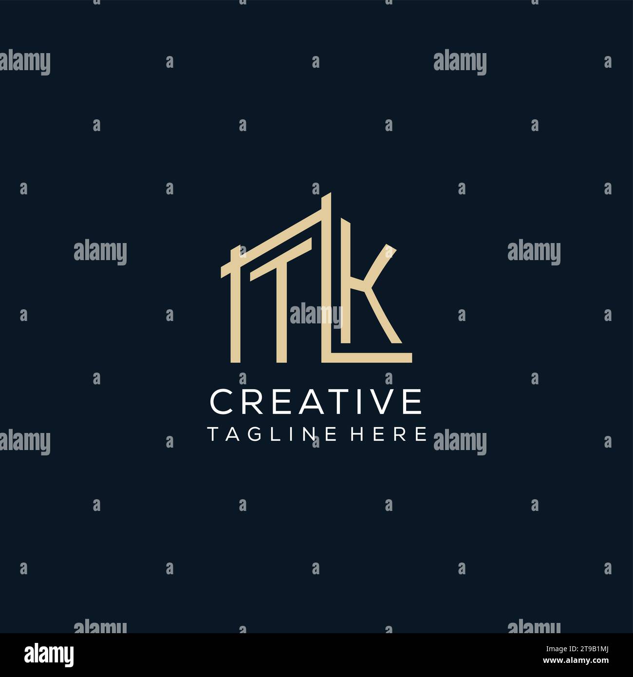 Initial TK logo, clean and modern architectural and construction logo ...