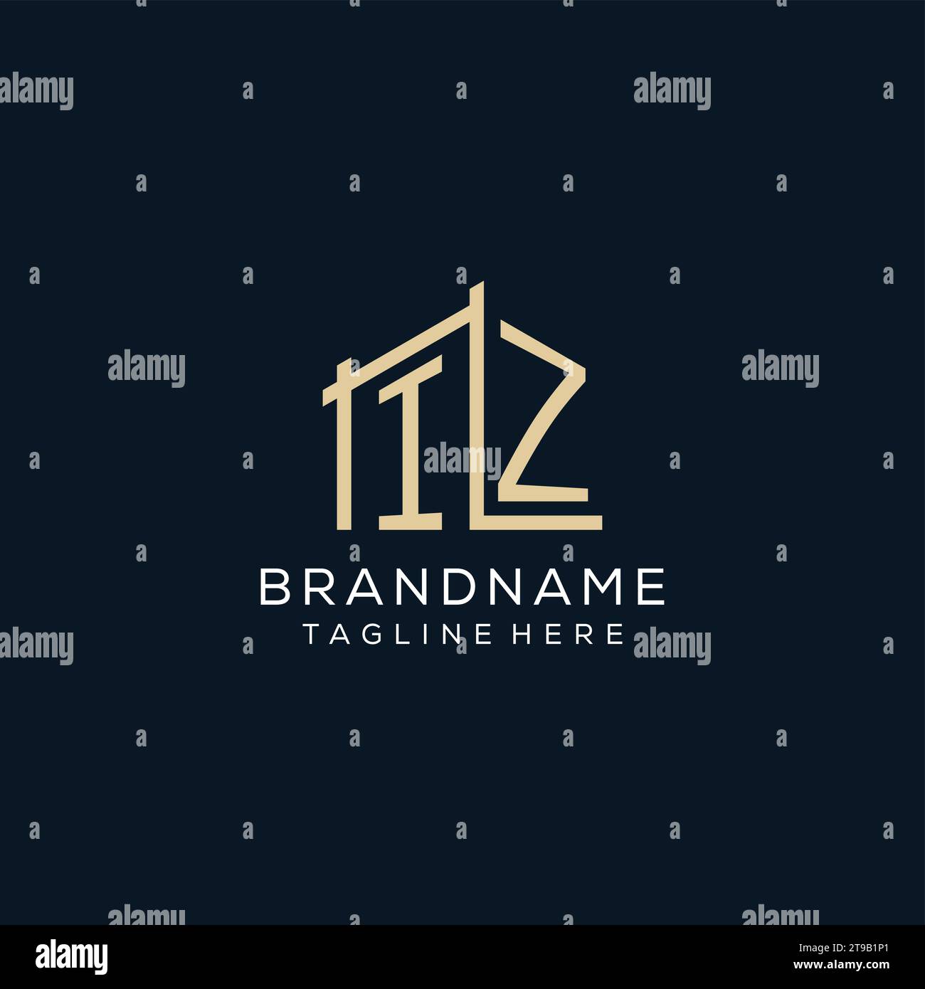 Initial IZ logo, clean and modern architectural and construction logo ...