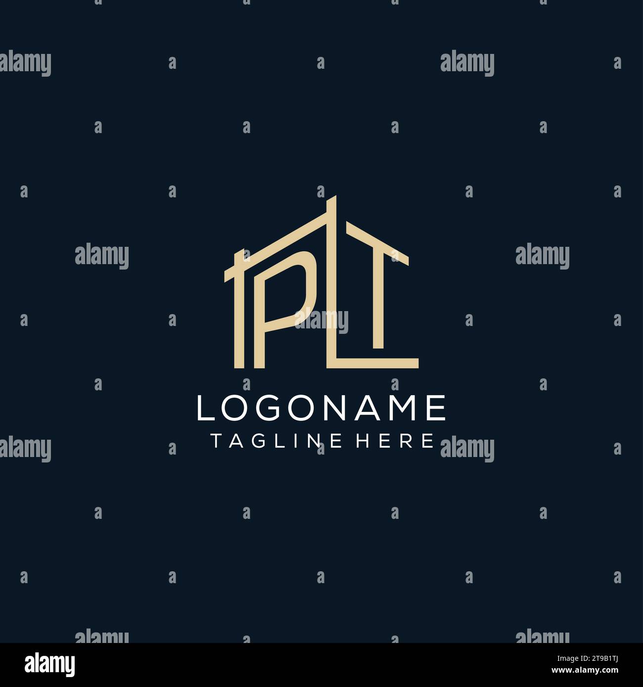 Initial PT logo, clean and modern architectural and construction logo ...