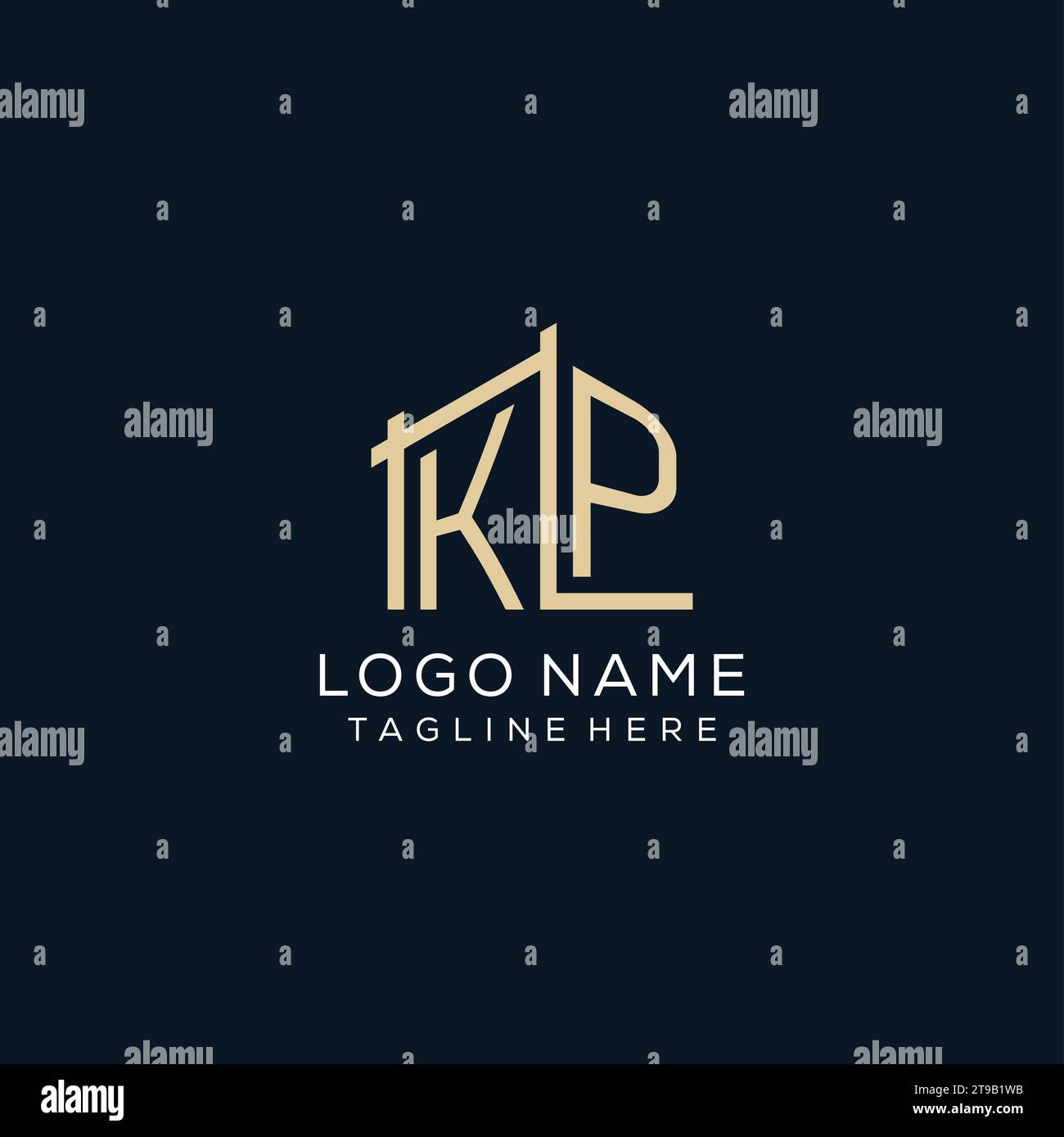 Initial KP logo, clean and modern architectural and construction logo ...