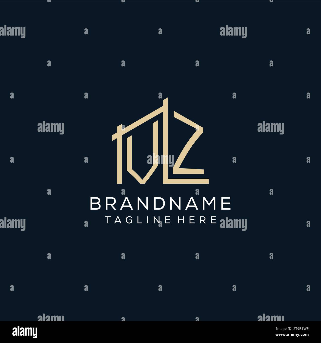 Initial VZ logo, clean and modern architectural and construction logo ...