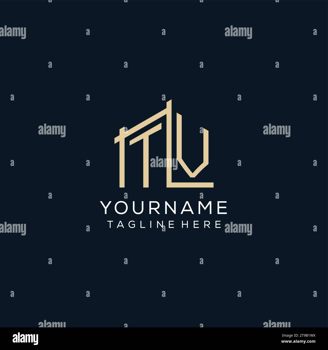 Initial TV logo, clean and modern architectural and construction logo ...