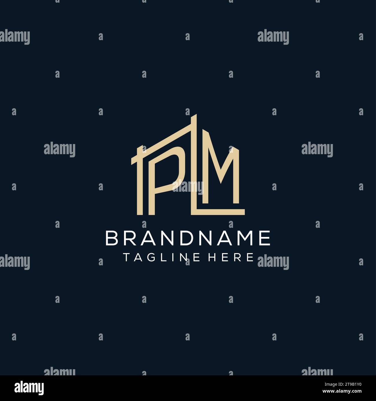 Initial PM logo, clean and modern architectural and construction logo ...