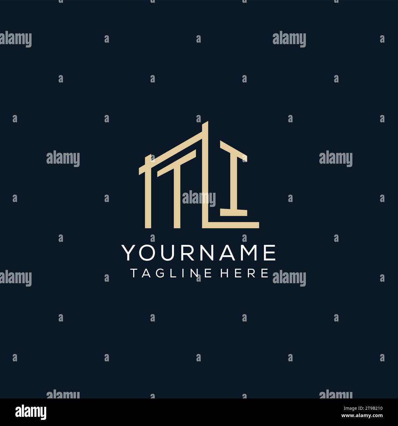 Initial TI logo, clean and modern architectural and construction logo ...