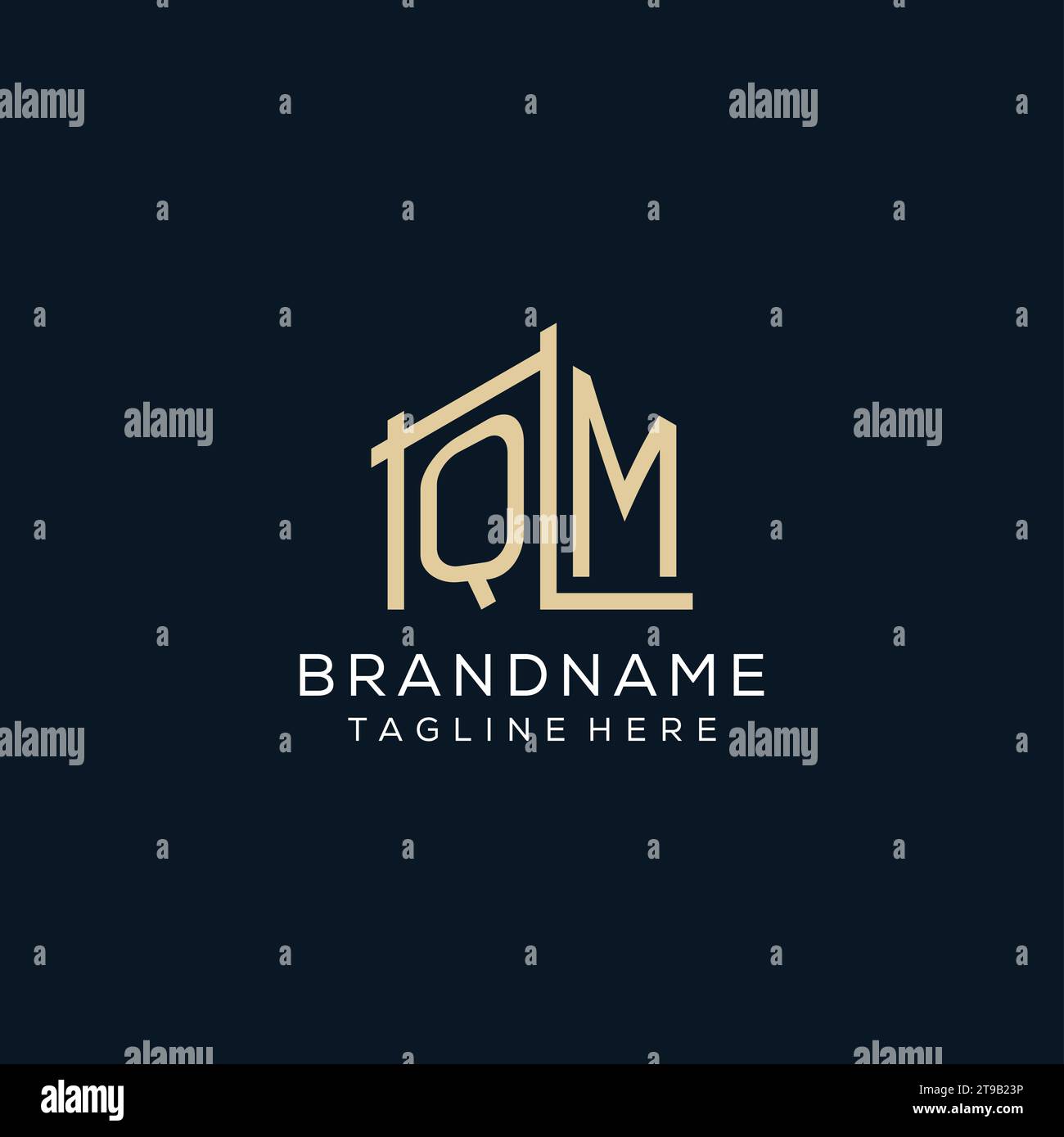 Initial QM logo, clean and modern architectural and construction logo ...