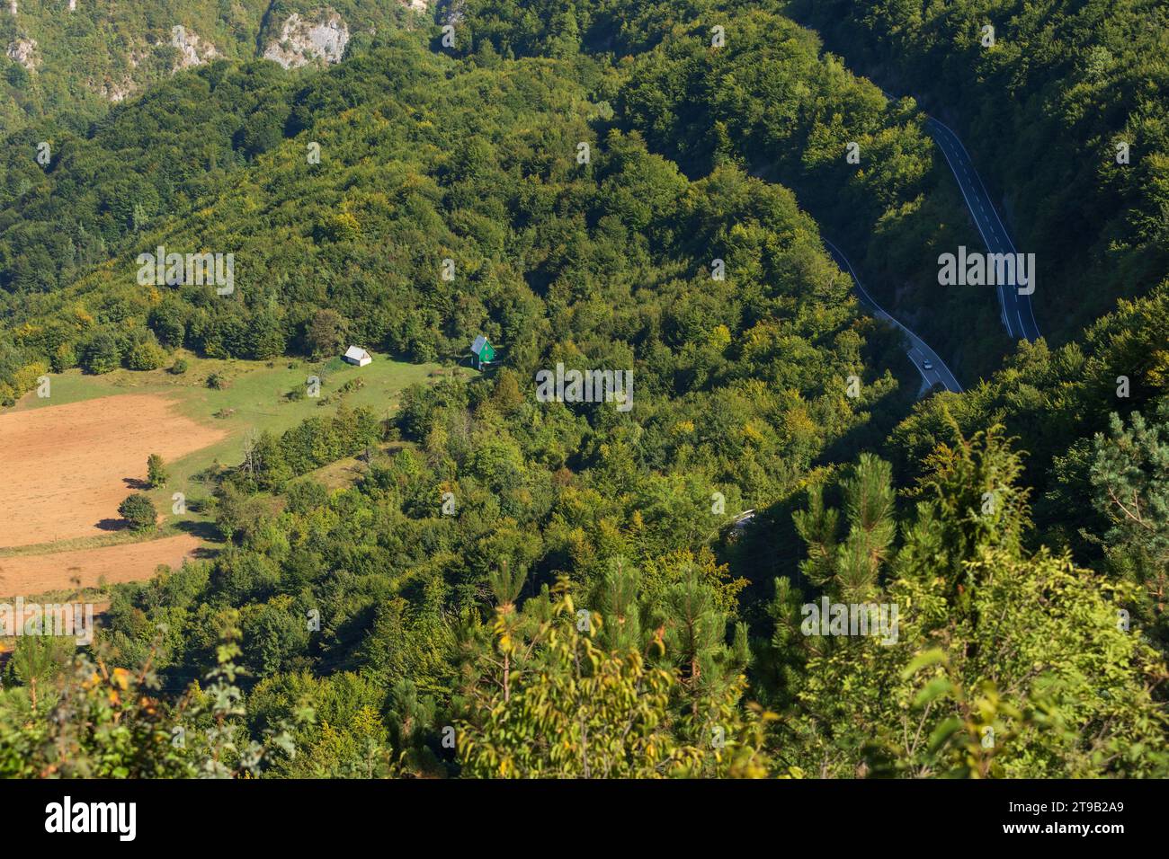 Durmitor mountains summer aerial view, National Park, Montenegro. Green ...