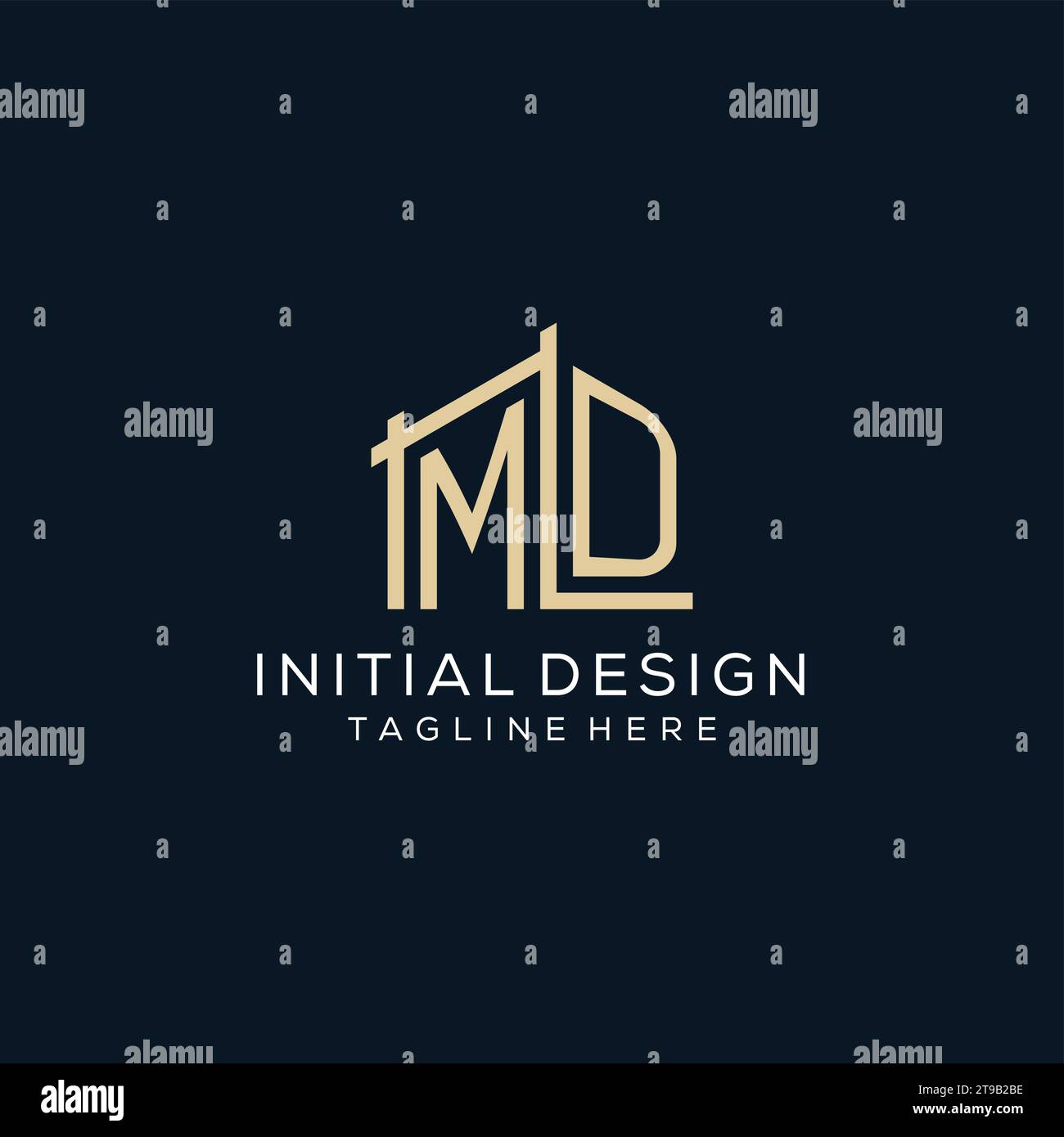 Initial MD logo, clean and modern architectural and construction logo design vector graphic ...