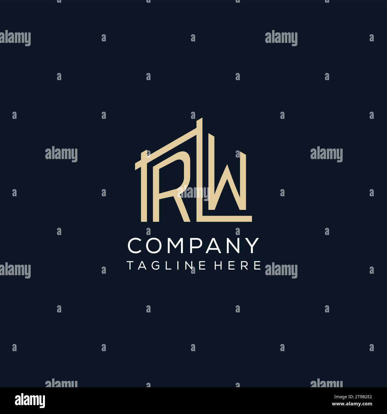 Initial RW logo, clean and modern architectural and construction logo ...
