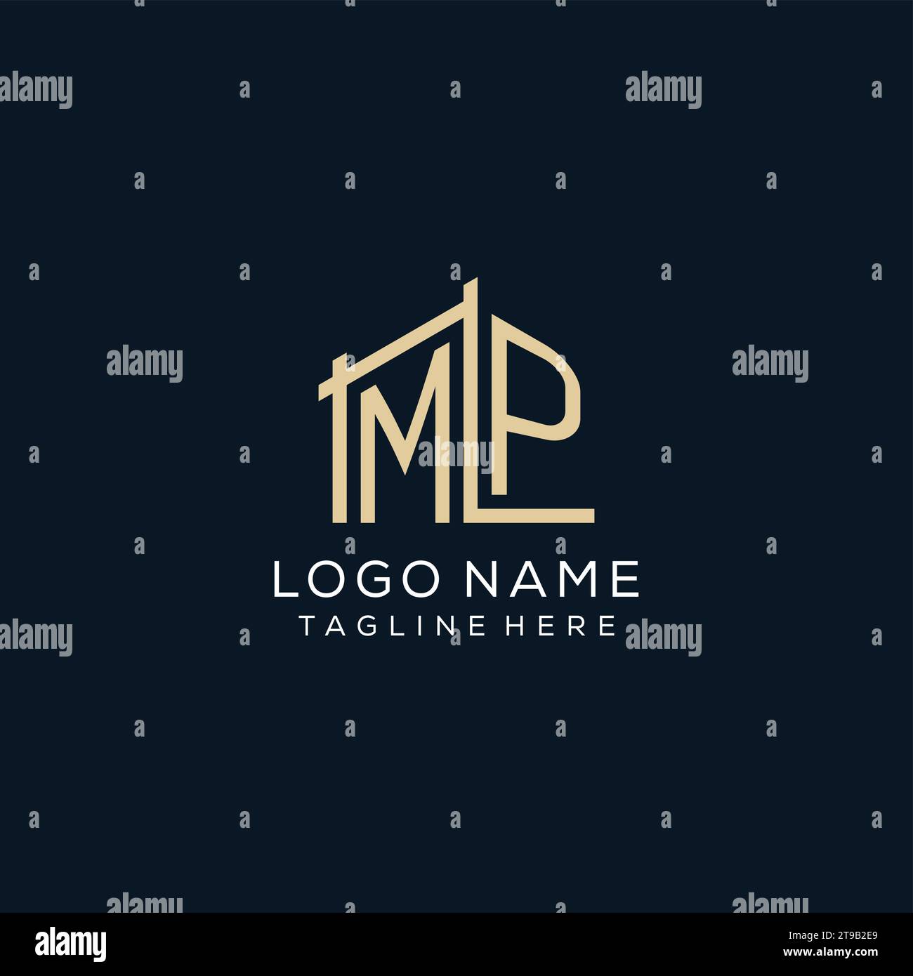 Initial MP logo, clean and modern architectural and construction logo ...