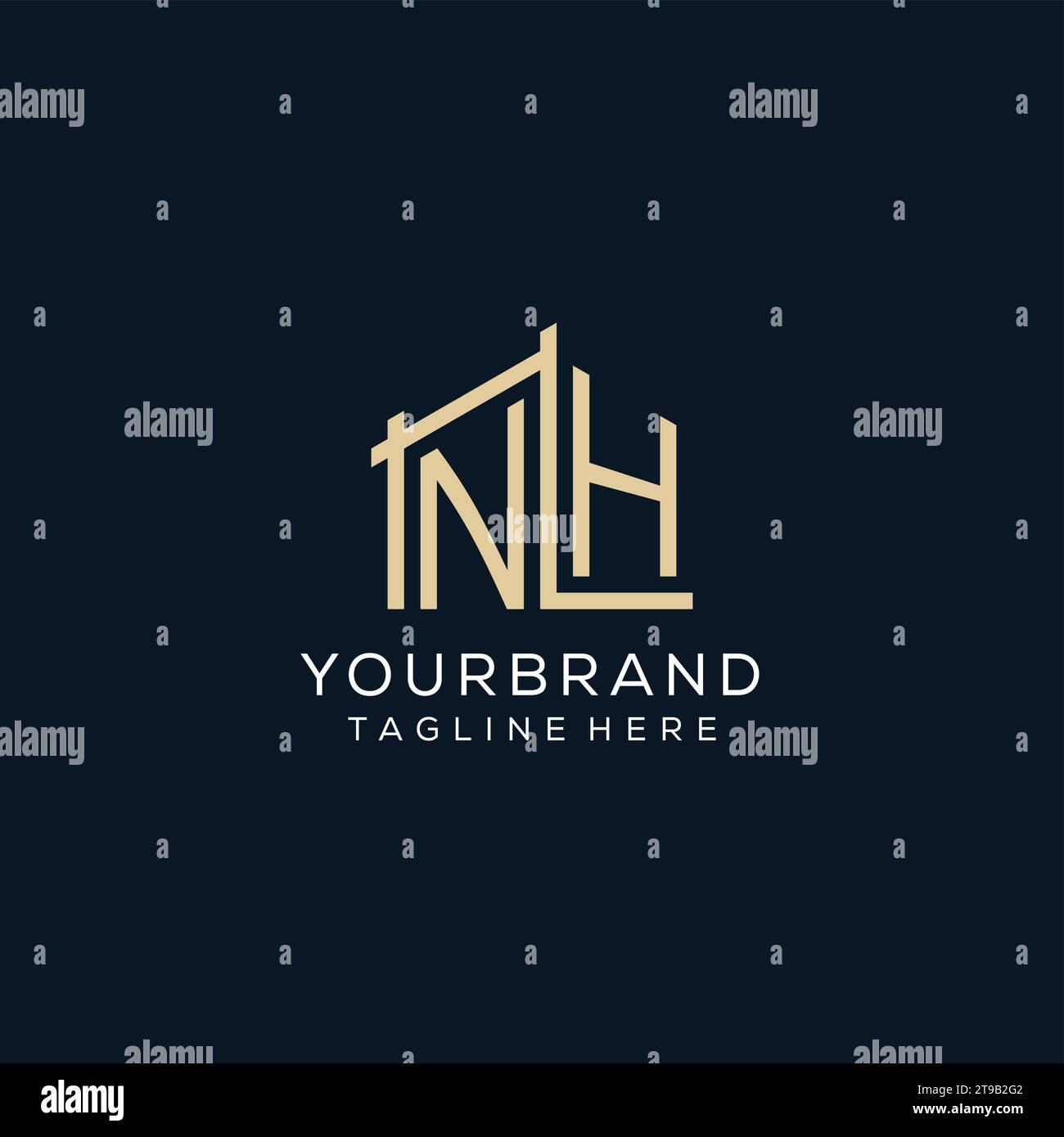 Initial NH logo, clean and modern architectural and construction logo design vector graphic ...