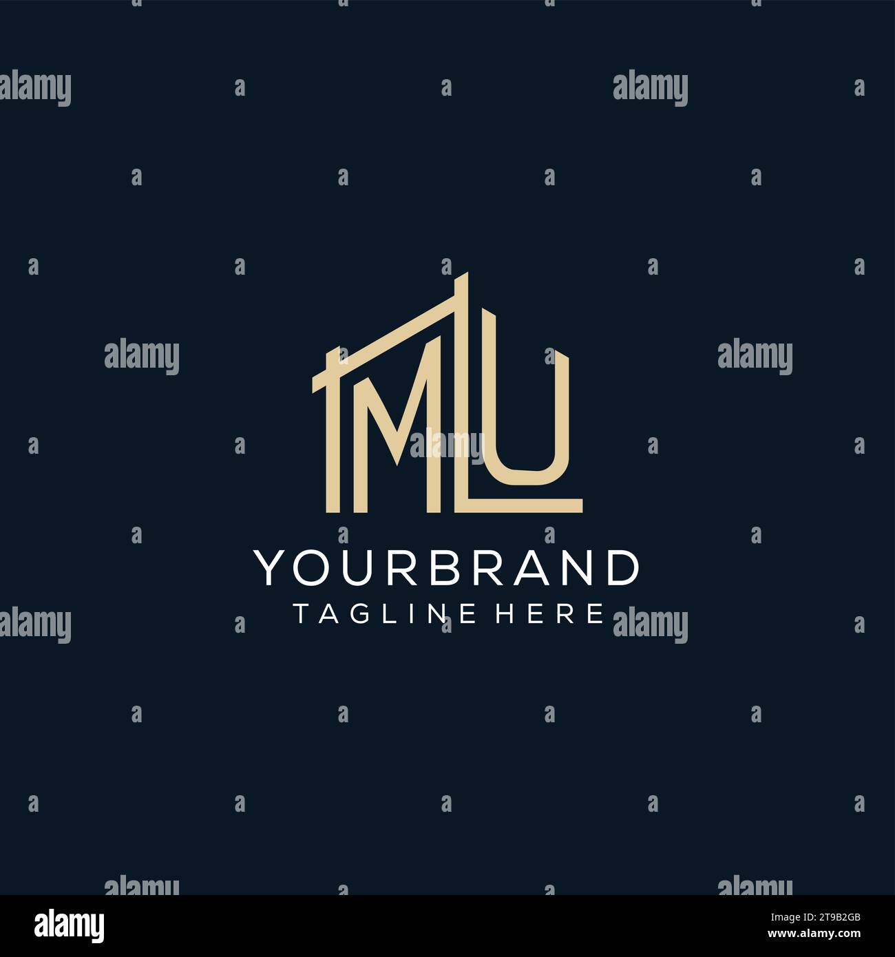 Initial MU logo, clean and modern architectural and construction logo ...