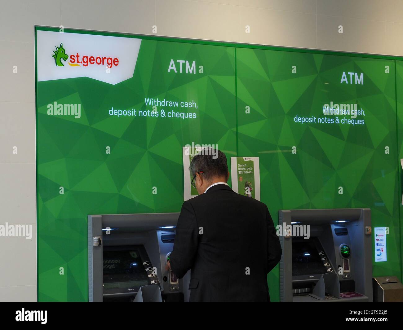 Australia, Canberra, 16 November 2023. St. George Bank branch ATM sign Stock Photo - Alamy