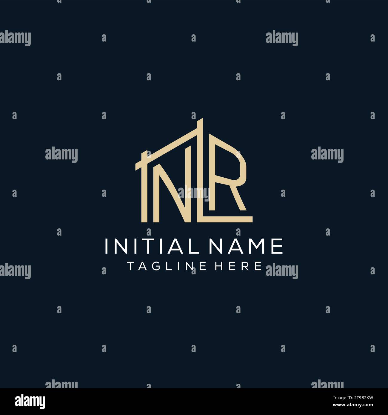 Initial NR logo, clean and modern architectural and construction logo ...
