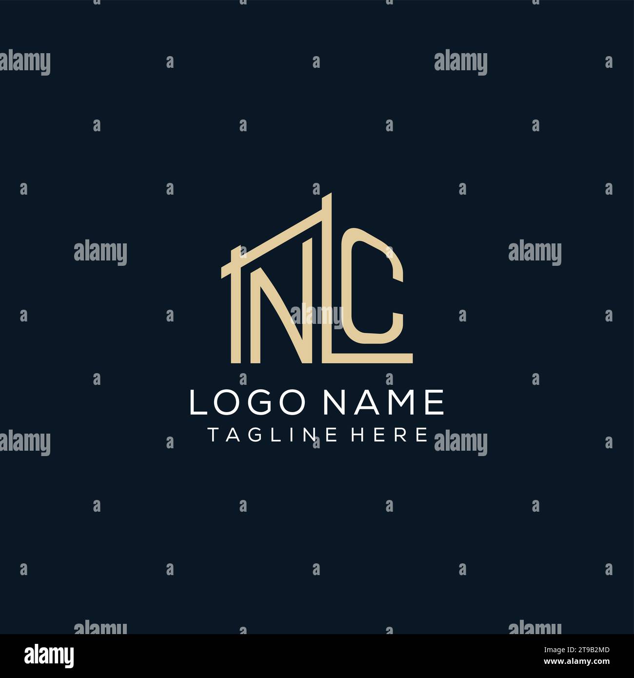 Initial NC logo, clean and modern architectural and construction logo ...