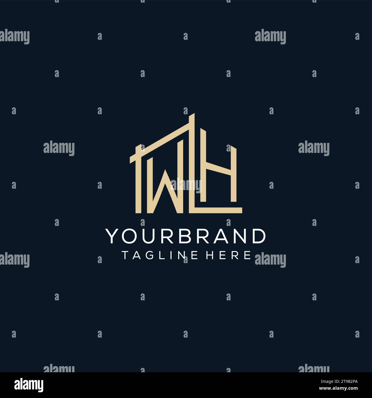 Initial WH logo, clean and modern architectural and construction logo ...