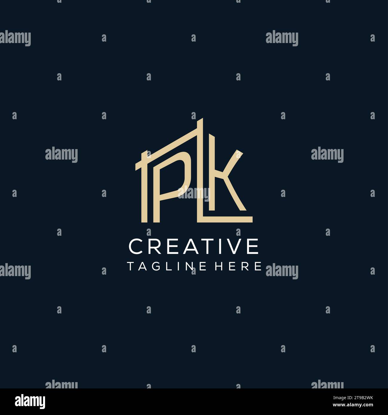 Initial PK logo, clean and modern architectural and construction logo ...
