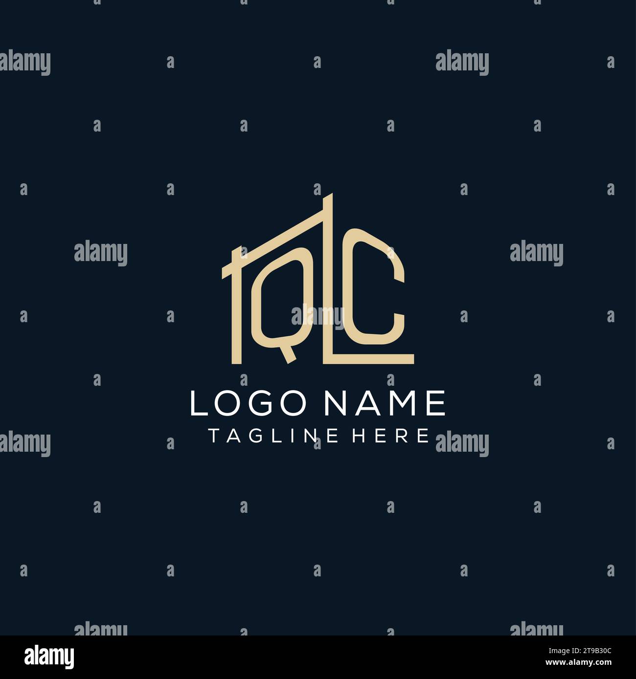Initial QC logo, clean and modern architectural and construction logo ...