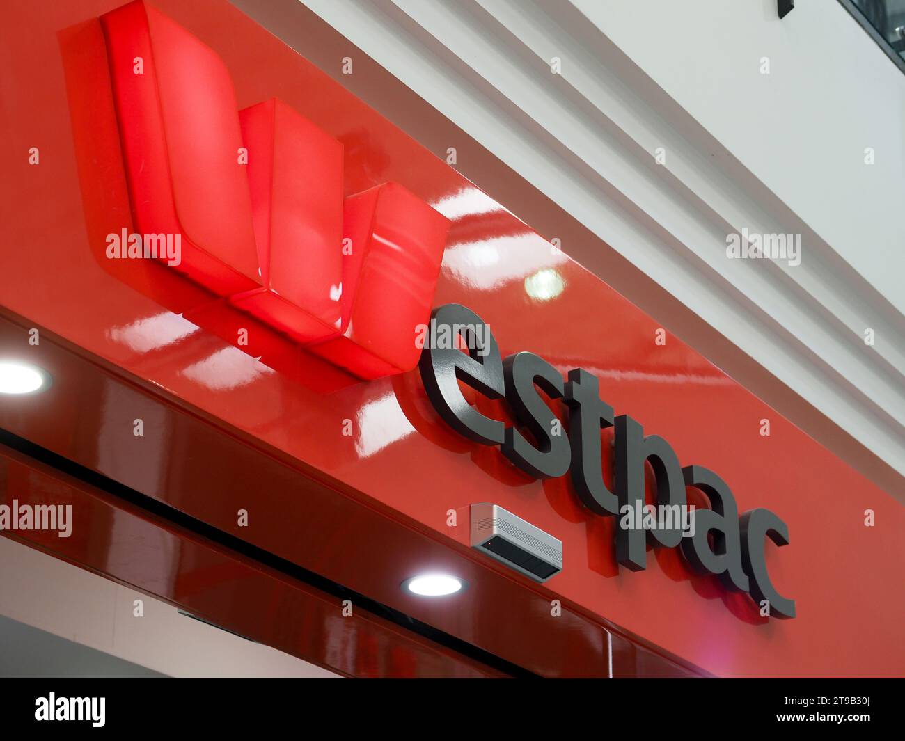 Australia, Canberra, 16 November 2023. Westpac Bank branch sign and ...