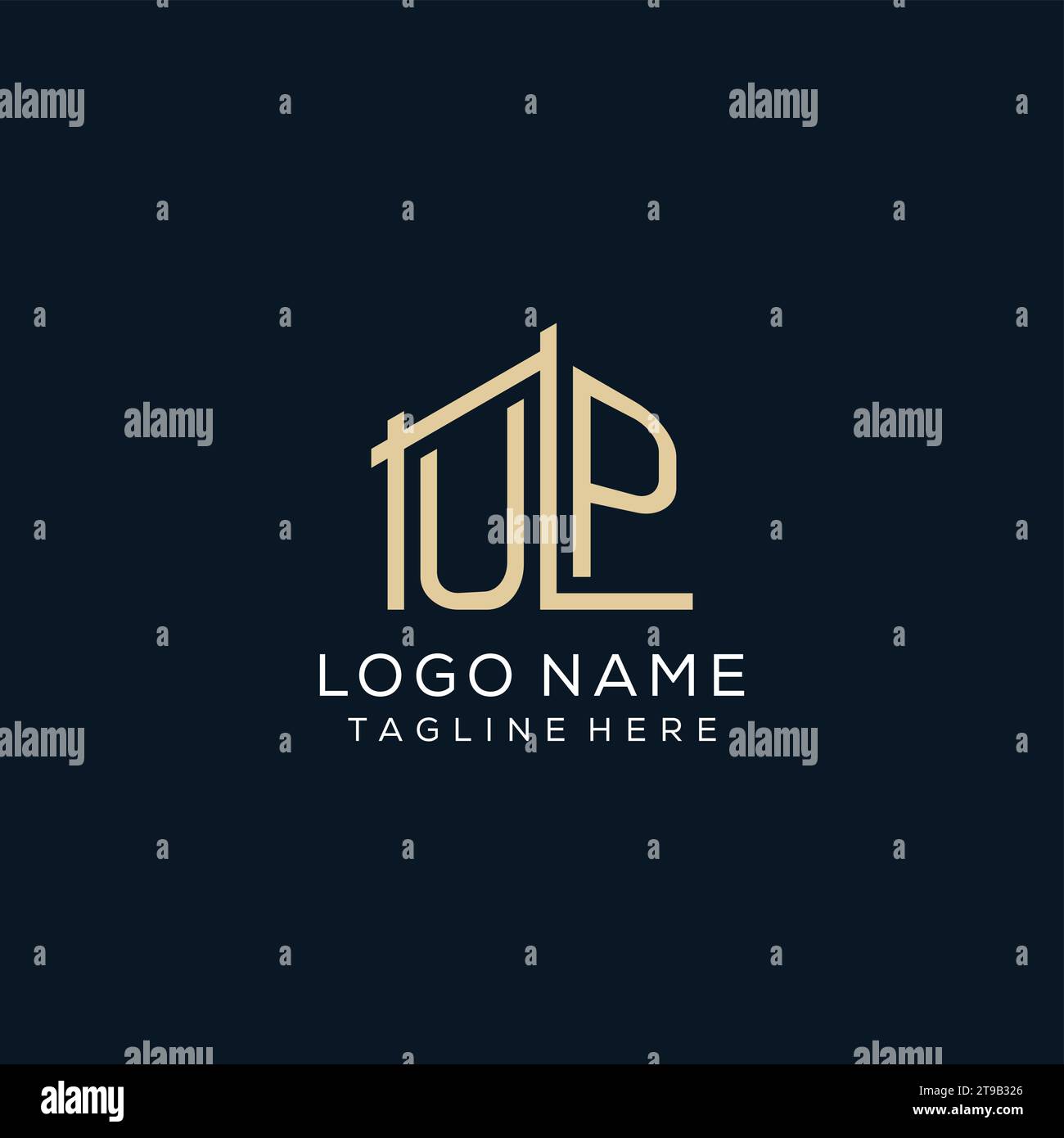 Initial UP logo, clean and modern architectural and construction logo ...