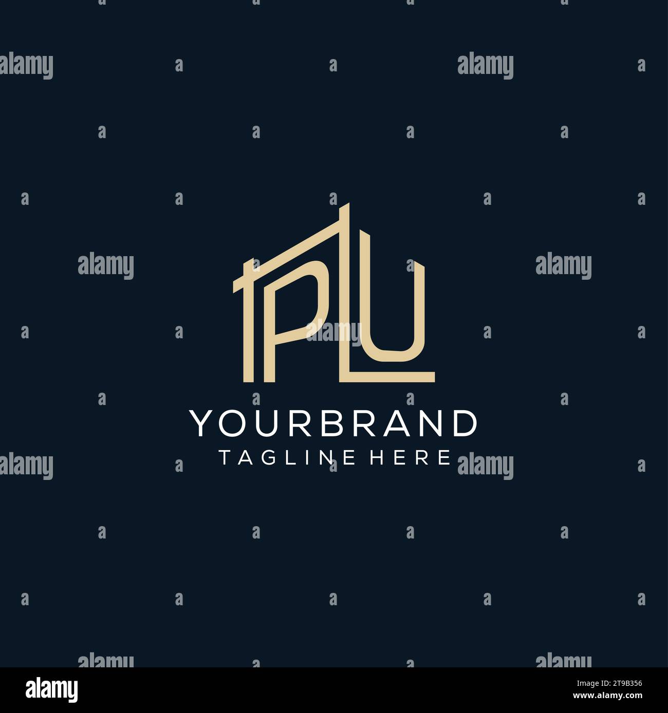 Initial PU logo, clean and modern architectural and construction logo ...