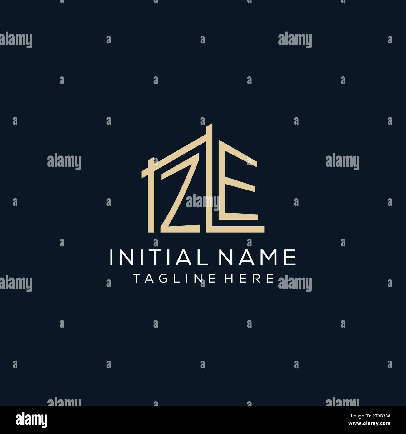 Initial ZE logo, clean and modern architectural and construction logo ...