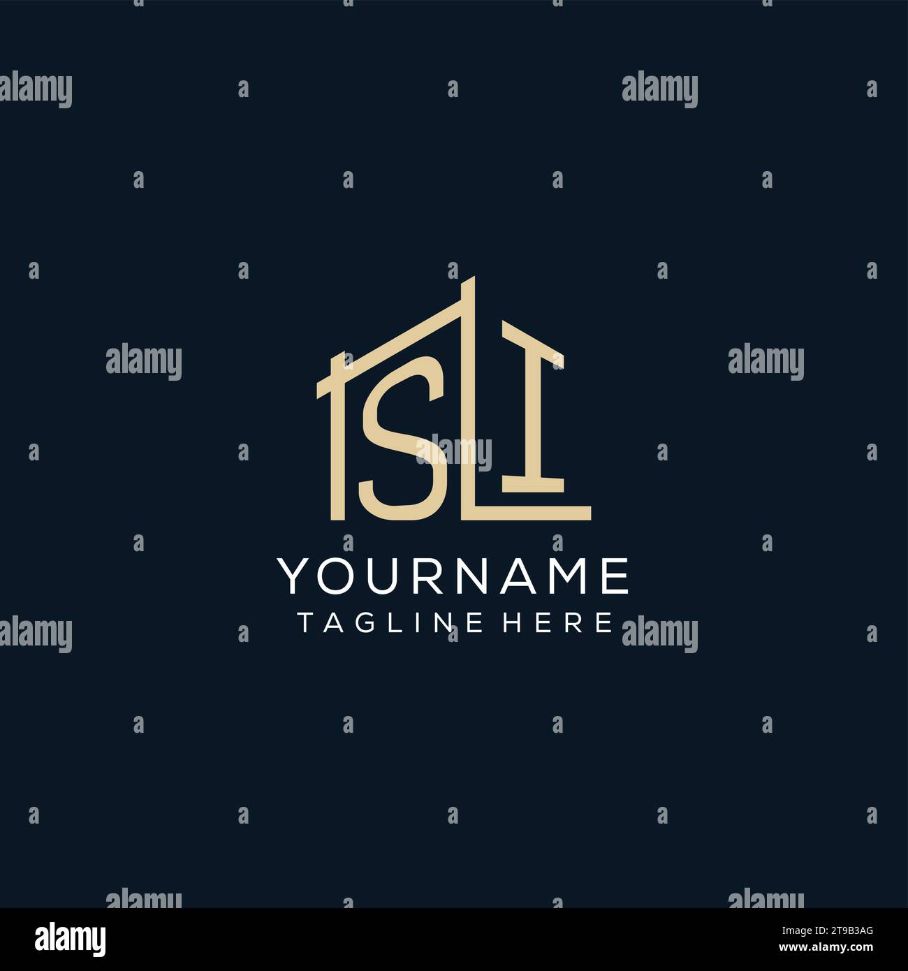 Initial SI logo, clean and modern architectural and construction logo ...