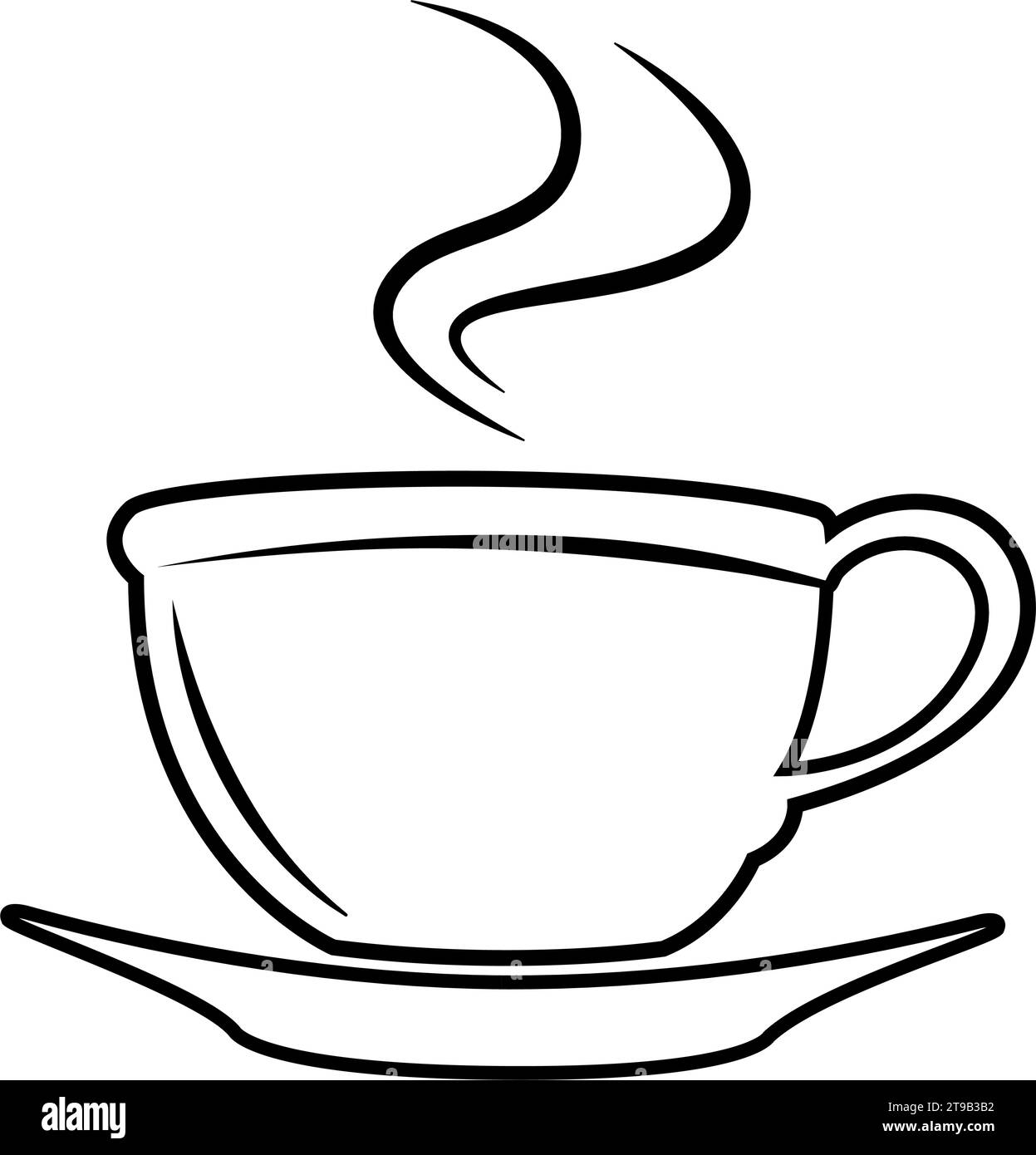 Hot drink cup with steam outline style vector design Stock Vector Image ...