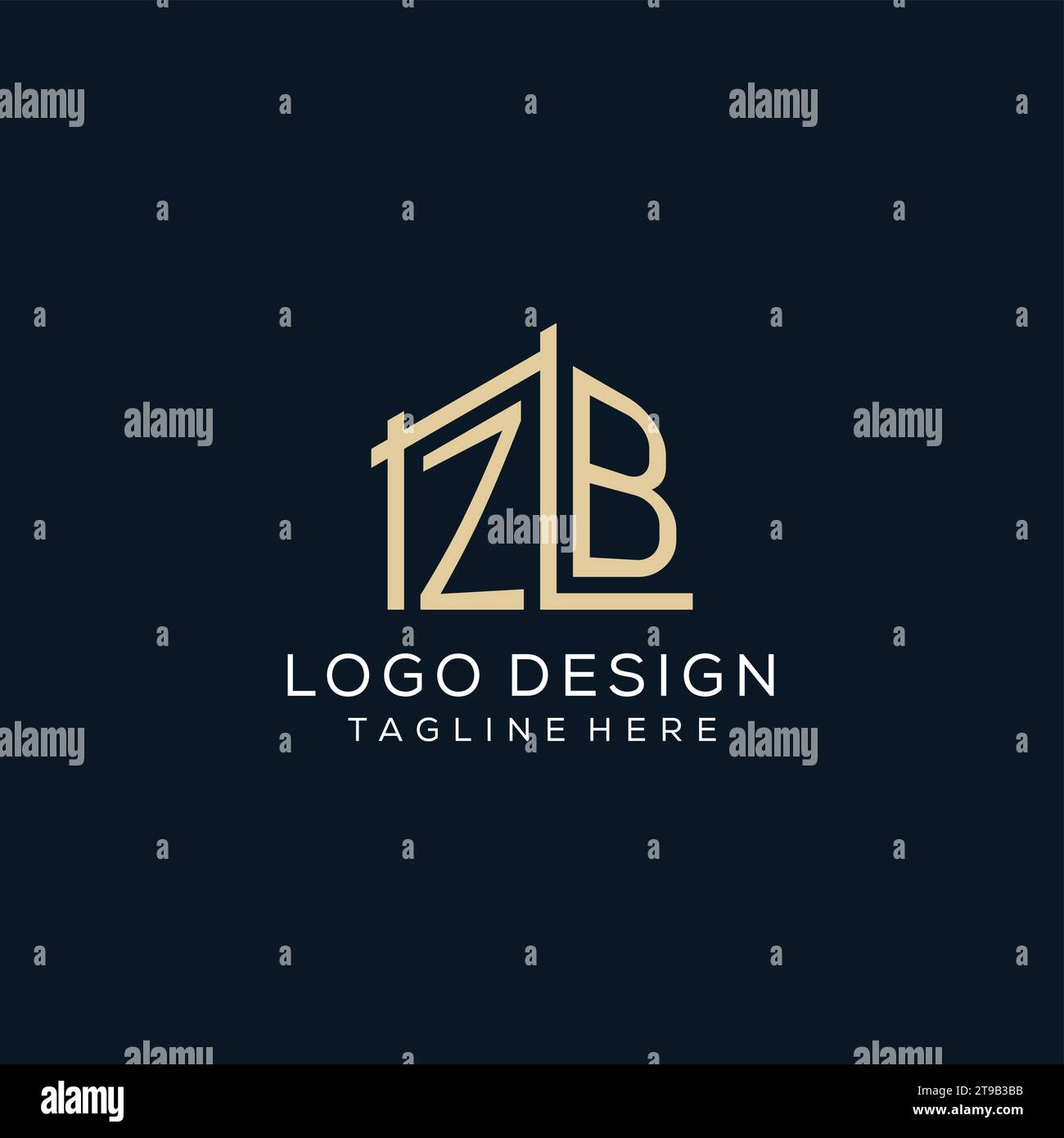 Initial ZB logo, clean and modern architectural and construction logo ...