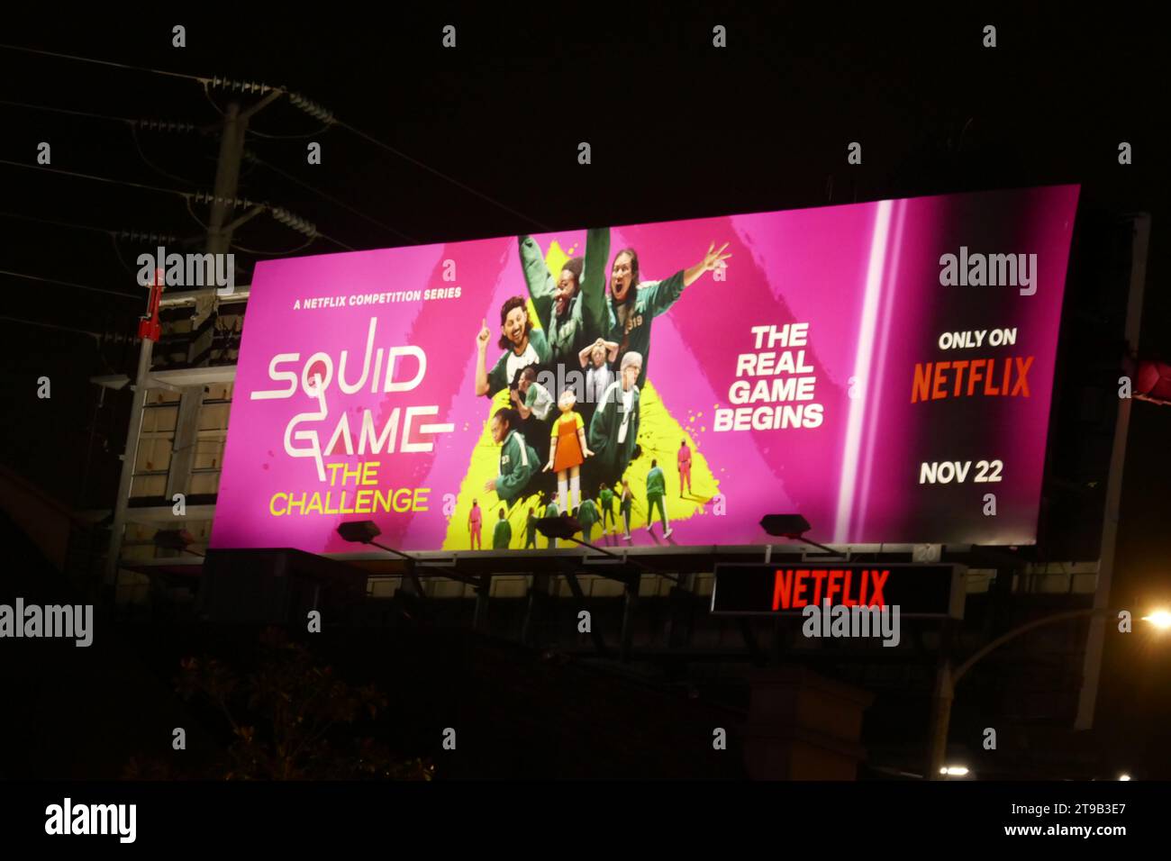 Los Angeles, California, USA 23rd November 2023 Squid Game Billboard on Sunset Blvd on November ...