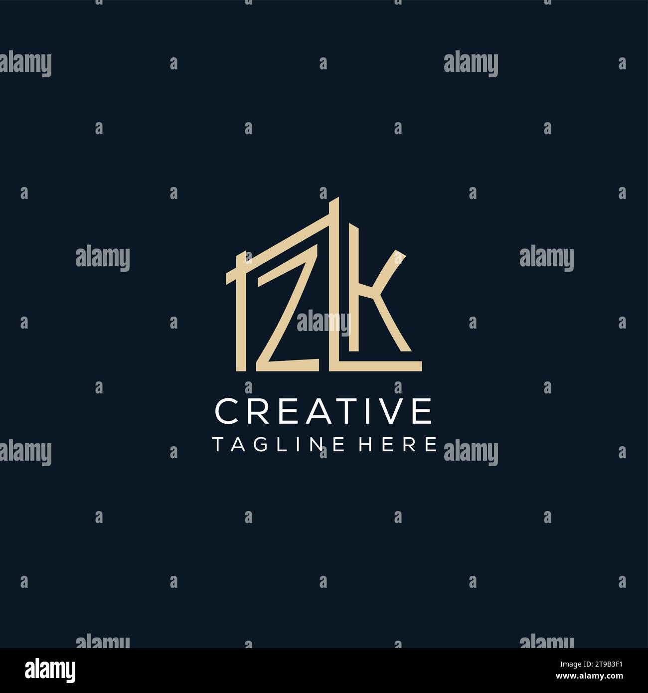Initial ZK logo, clean and modern architectural and construction logo ...