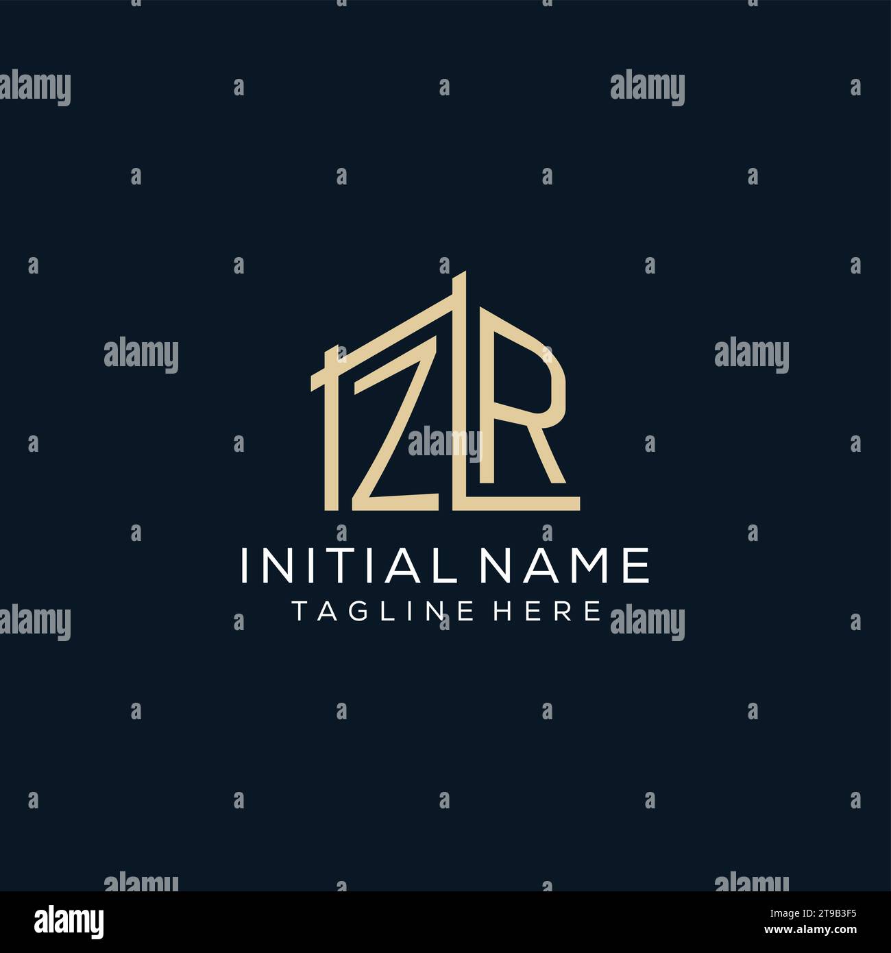 Initial ZR logo, clean and modern architectural and construction logo ...