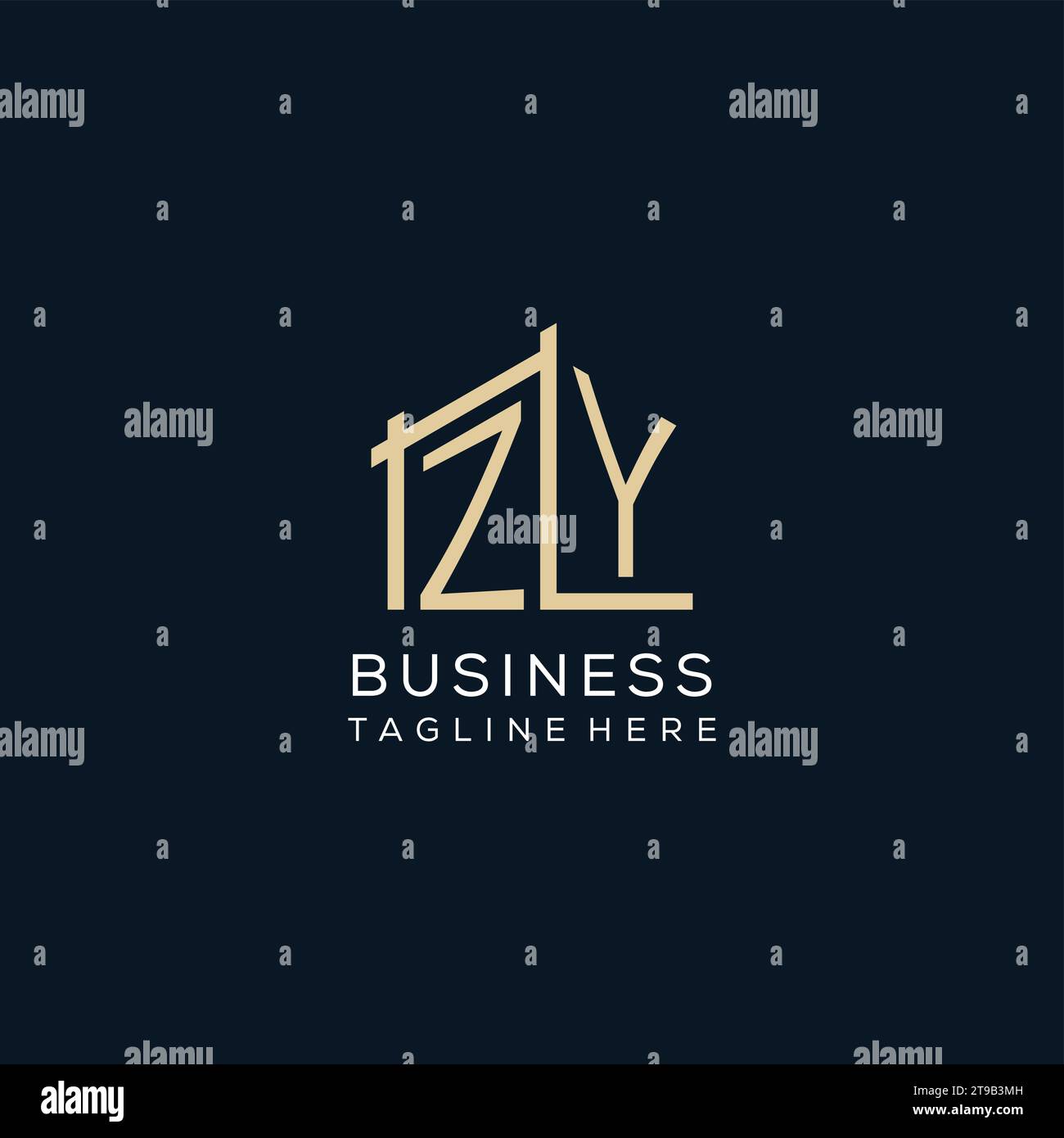 Initial ZY logo, clean and modern architectural and construction logo ...