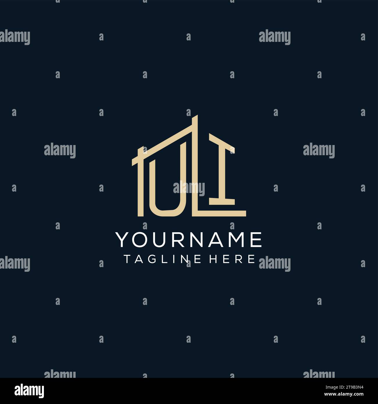 Initial UI logo, clean and modern architectural and construction logo design vector graphic ...