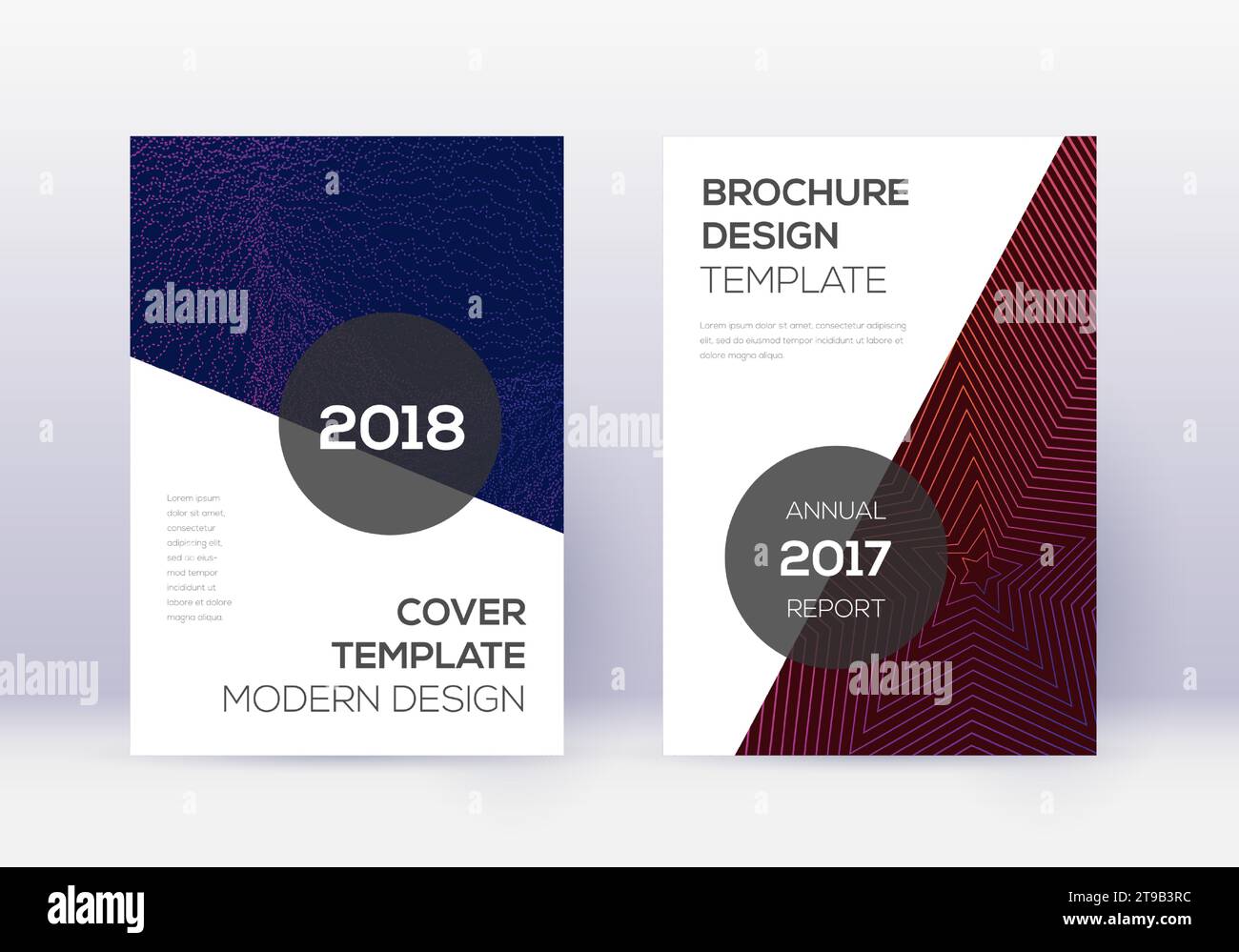 Modern cover design template set. Violet abstract lines on dark ...