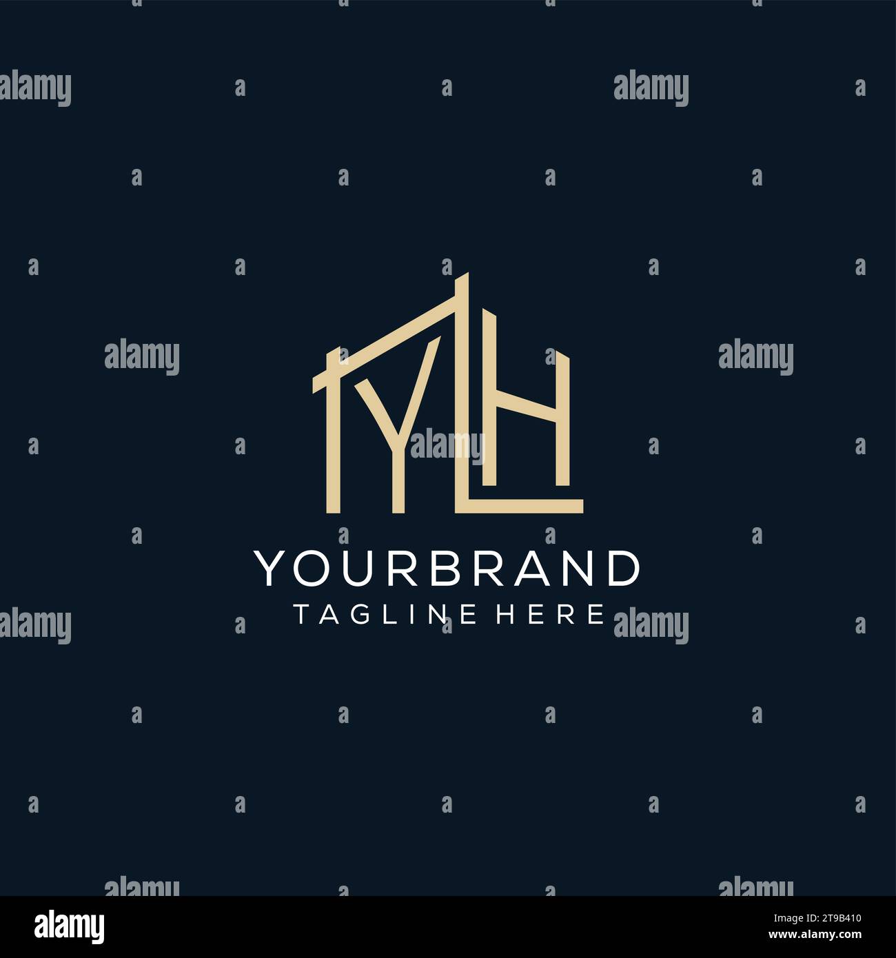 Initial YH logo, clean and modern architectural and construction logo ...