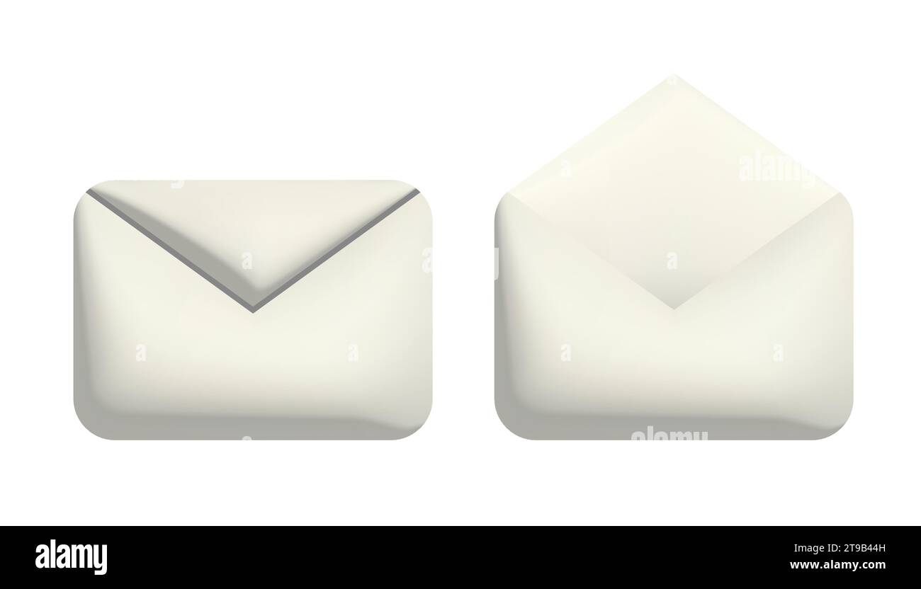Closed and opened 3d letter envelopes vector illustration design Stock ...
